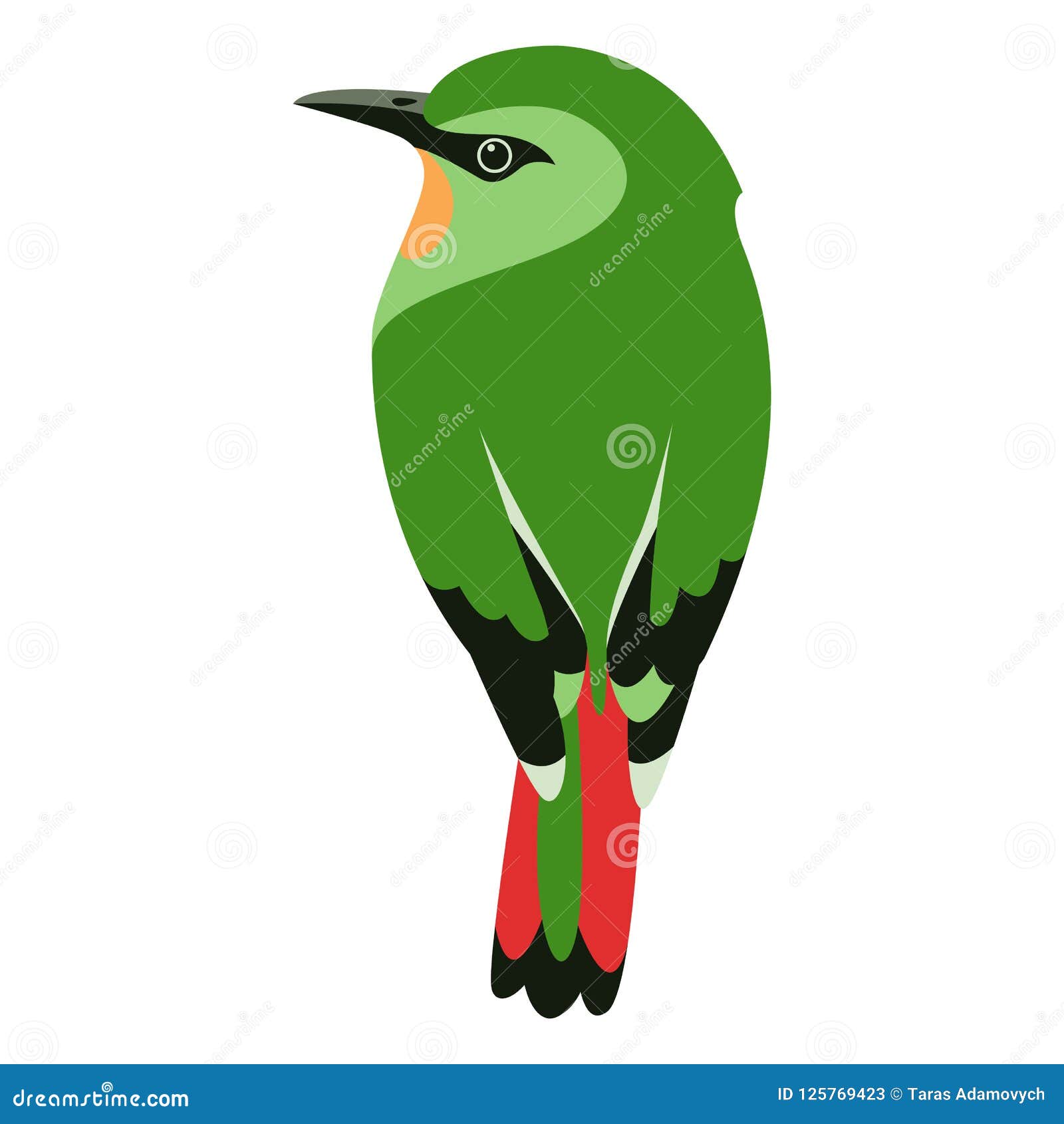 Green Bird Vector Illustration Flat Style Profile Stock Vector ...