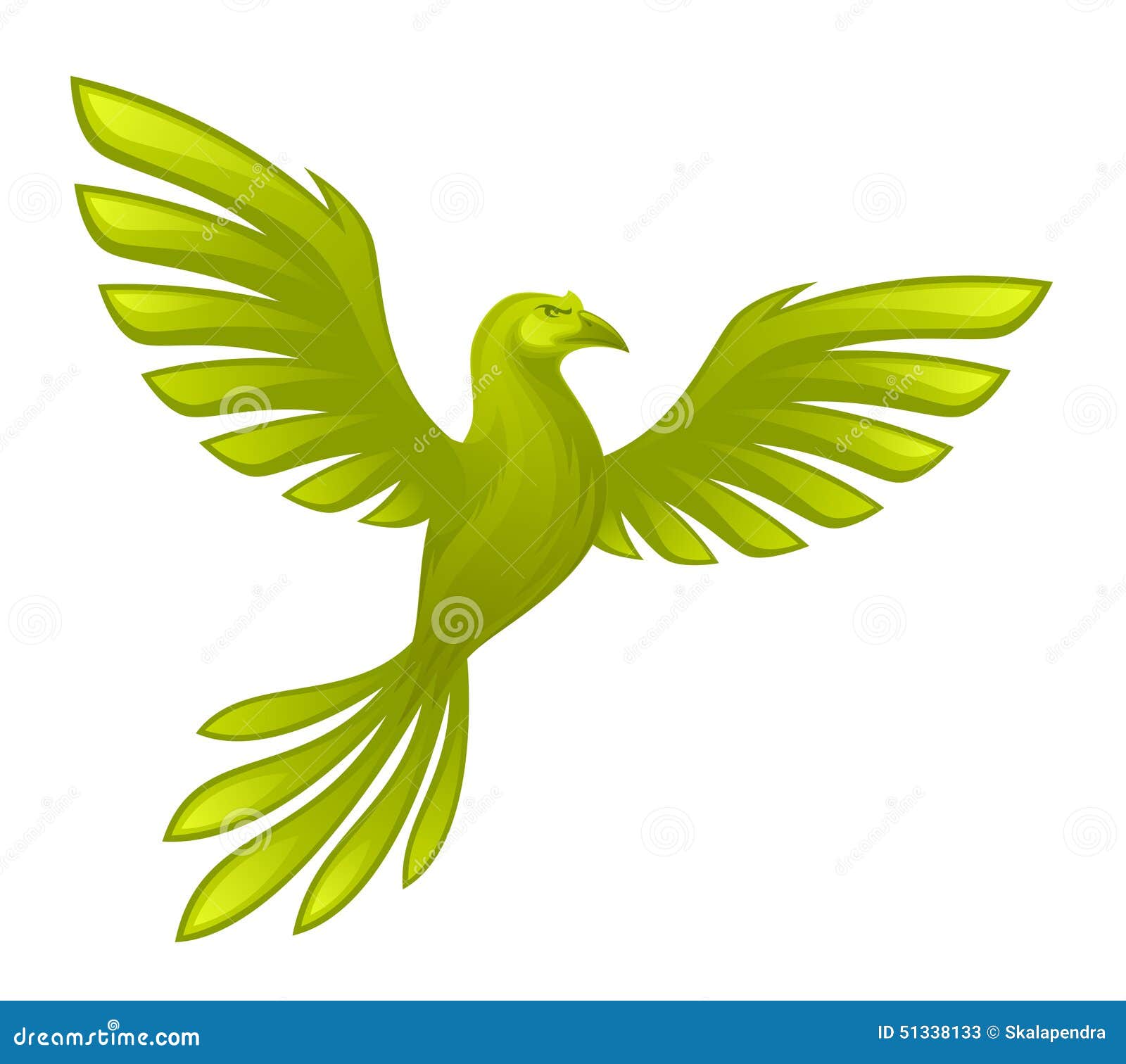 Green bird stock vector. Illustration of motion, drawing - 51338133