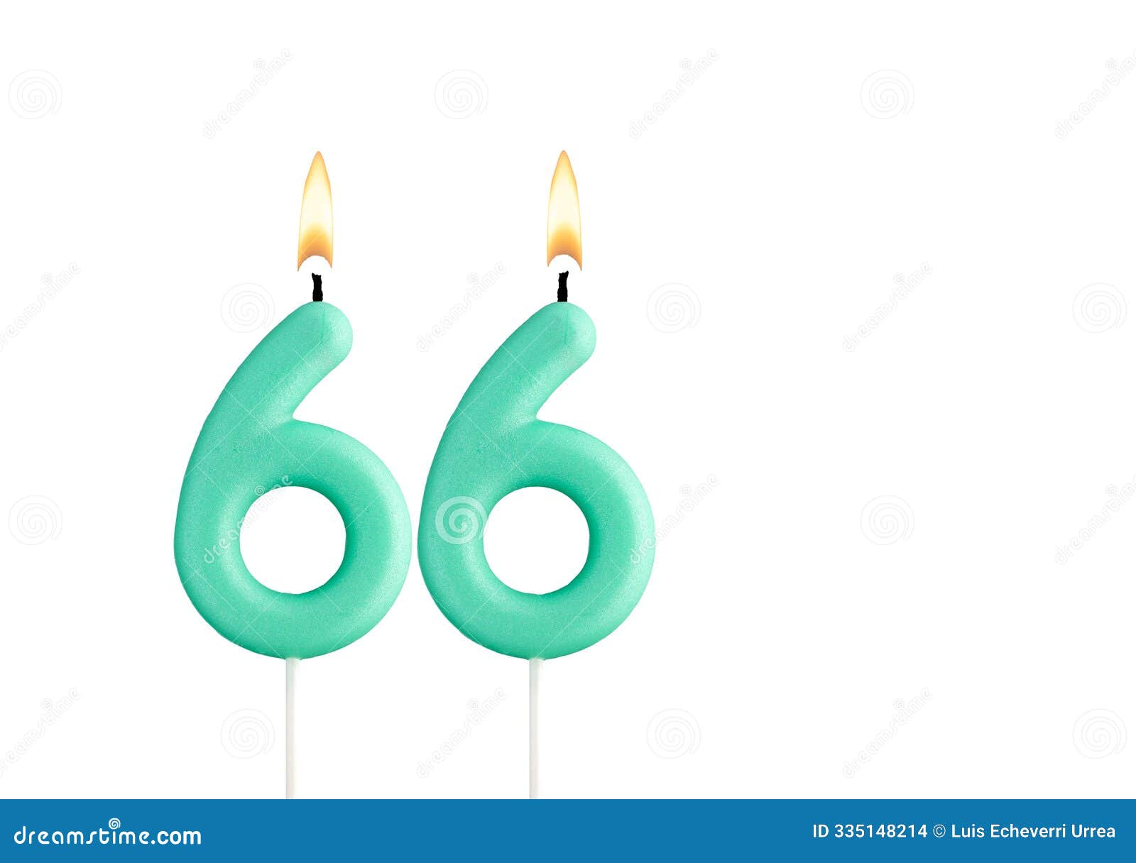 Green Birthday Candle on White Background - Candle Number 66 Stock ...