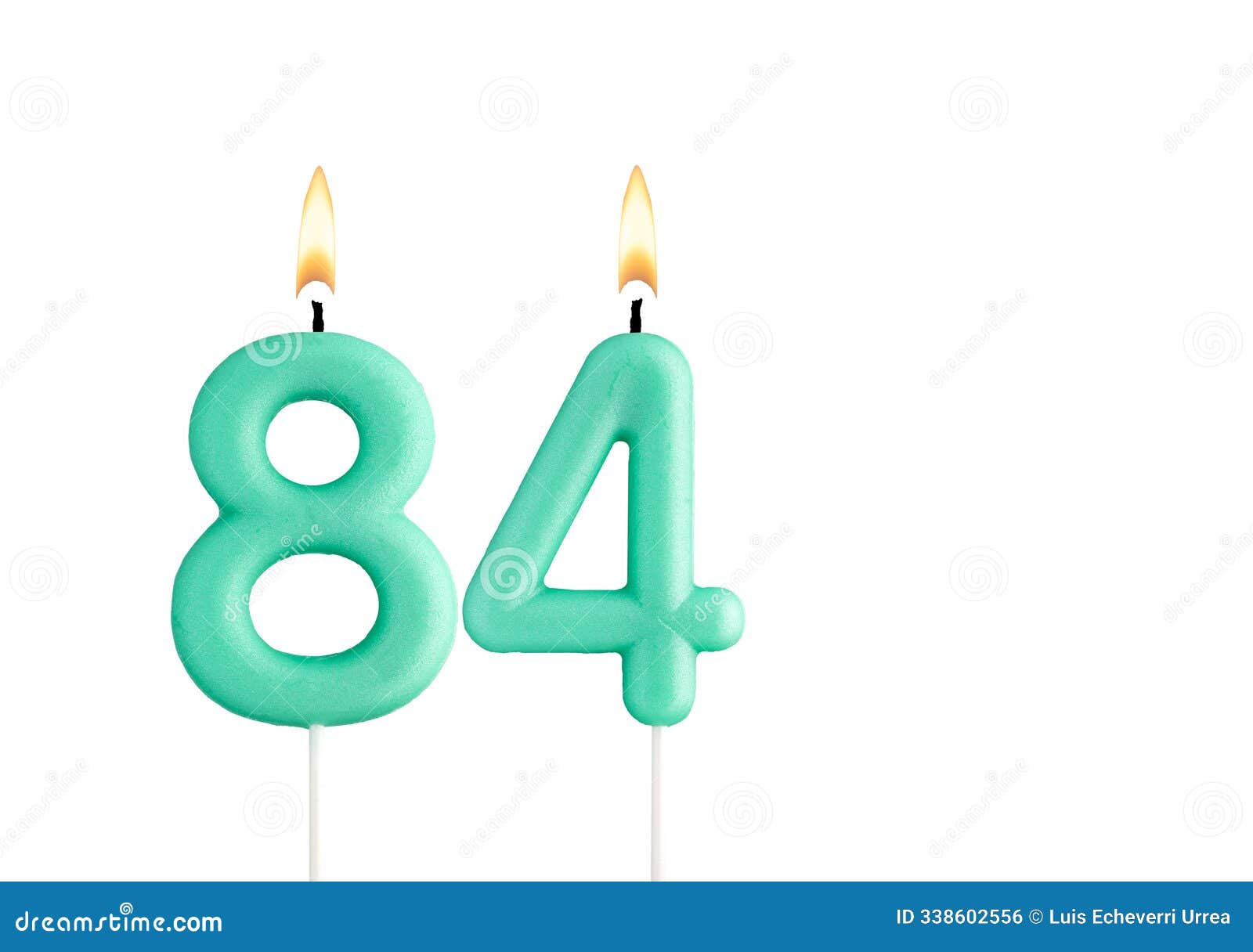 Green Birthday Candle on White Background - Candle Number 84 Stock ...