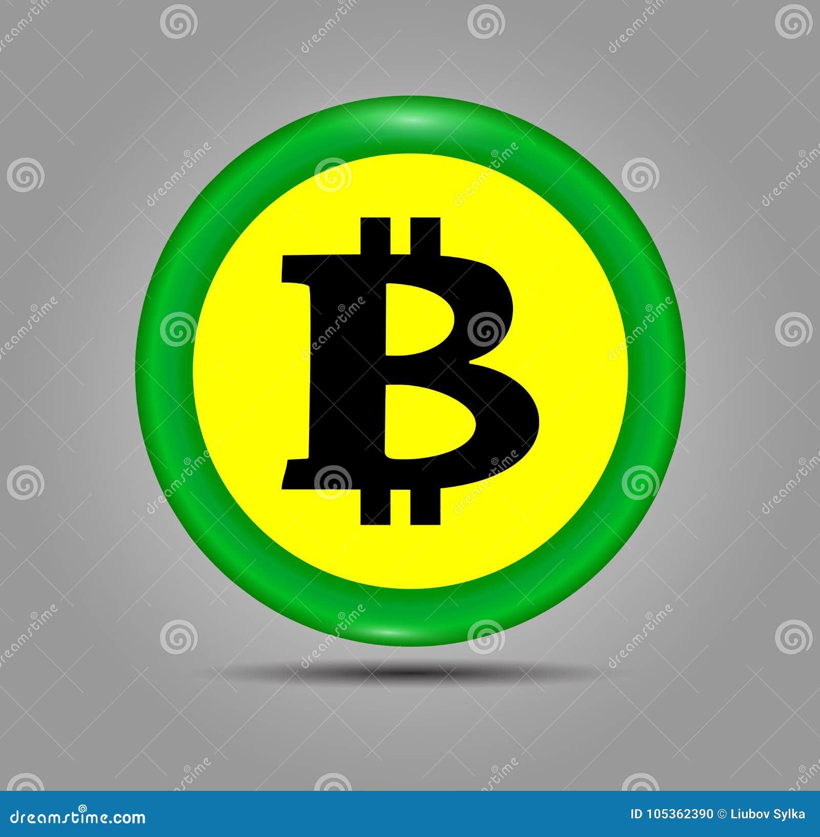 Green Bitcoin Sign Icon for Internet Money. Crypto Currency Symbol and ...
