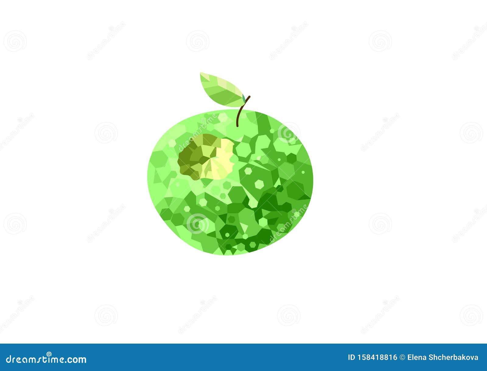 Green Bitten Apple in Low Poly Style. Illustration. Vector Stock Vector ...