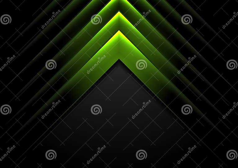 Green Black Arrows Tech Glowing Abstract Background Stock Illustration ...