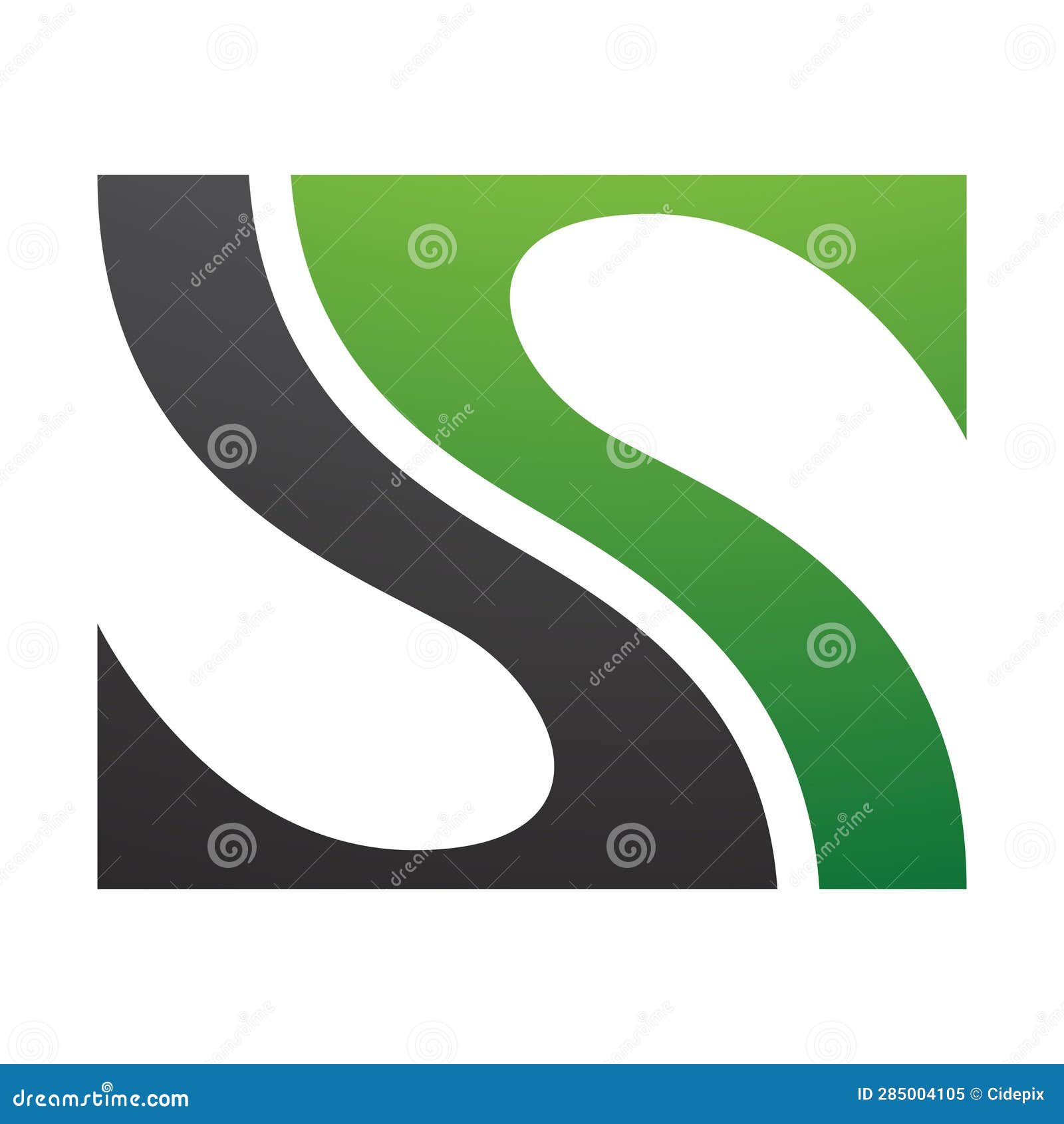 Green and Black Fish Fin Shaped Letter S Icon Stock Vector ...