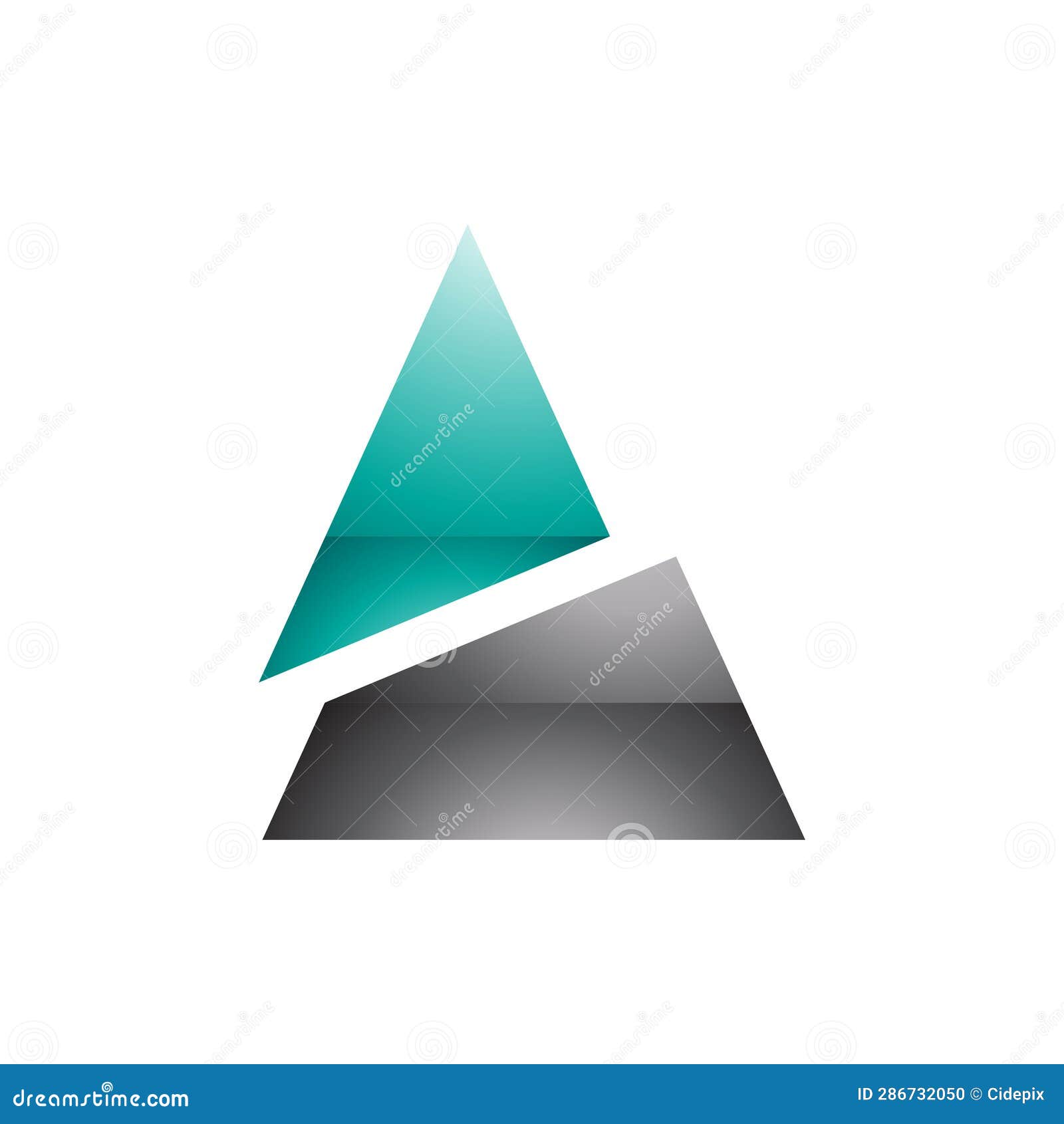 Green and Black Glossy Split Triangle Shaped Letter a Icon Stock Vector ...