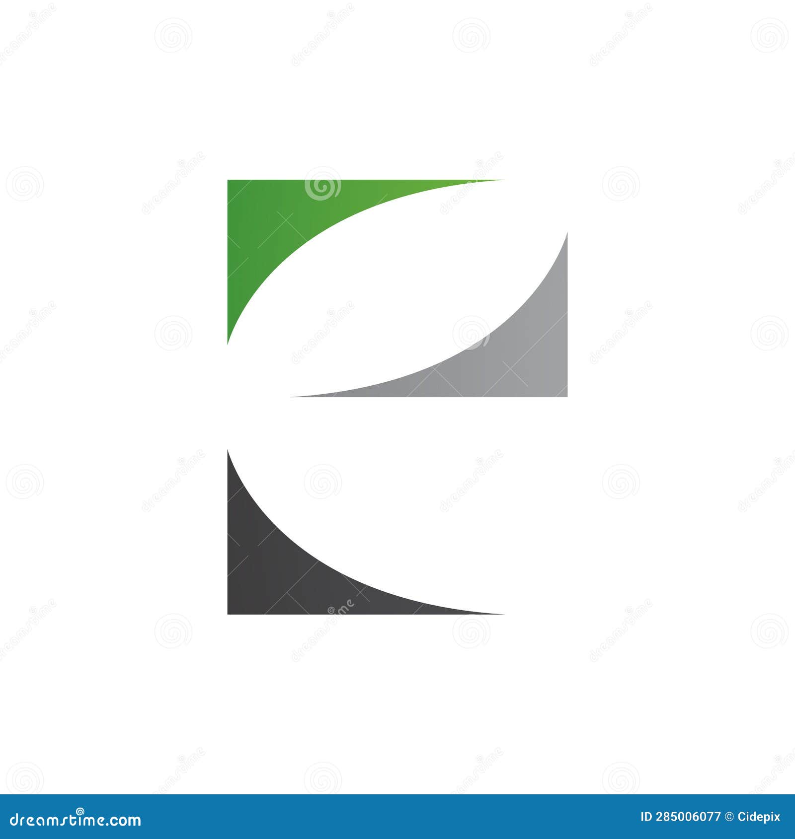 Green Black and Grey Lowercase Letter E Icon with Curvy Triangles Stock ...