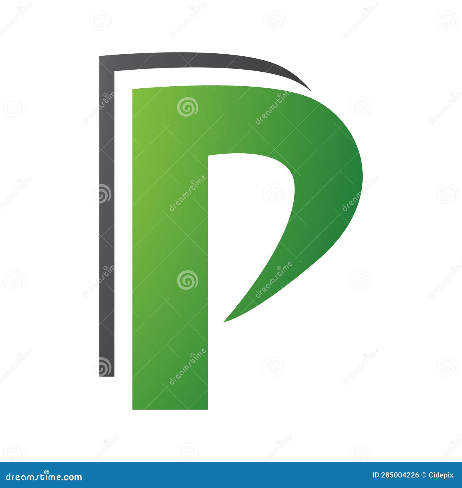 Green and Black Layered Letter P Icon Stock Vector - Illustration of ...