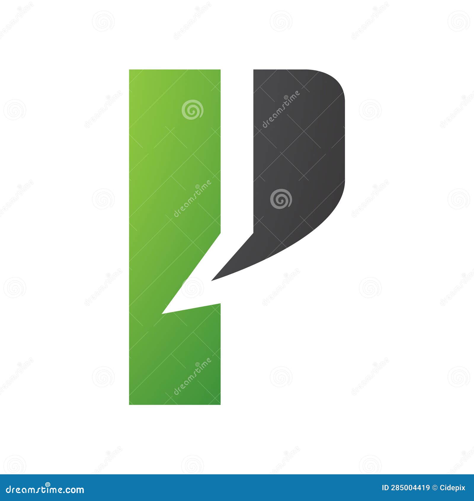 Green and Black Letter P Icon with a Bold Rectangle Stock Vector ...