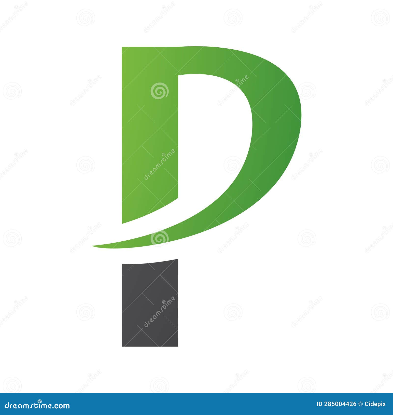 Green and Black Letter P Icon with a Pointy Tip Stock Vector ...