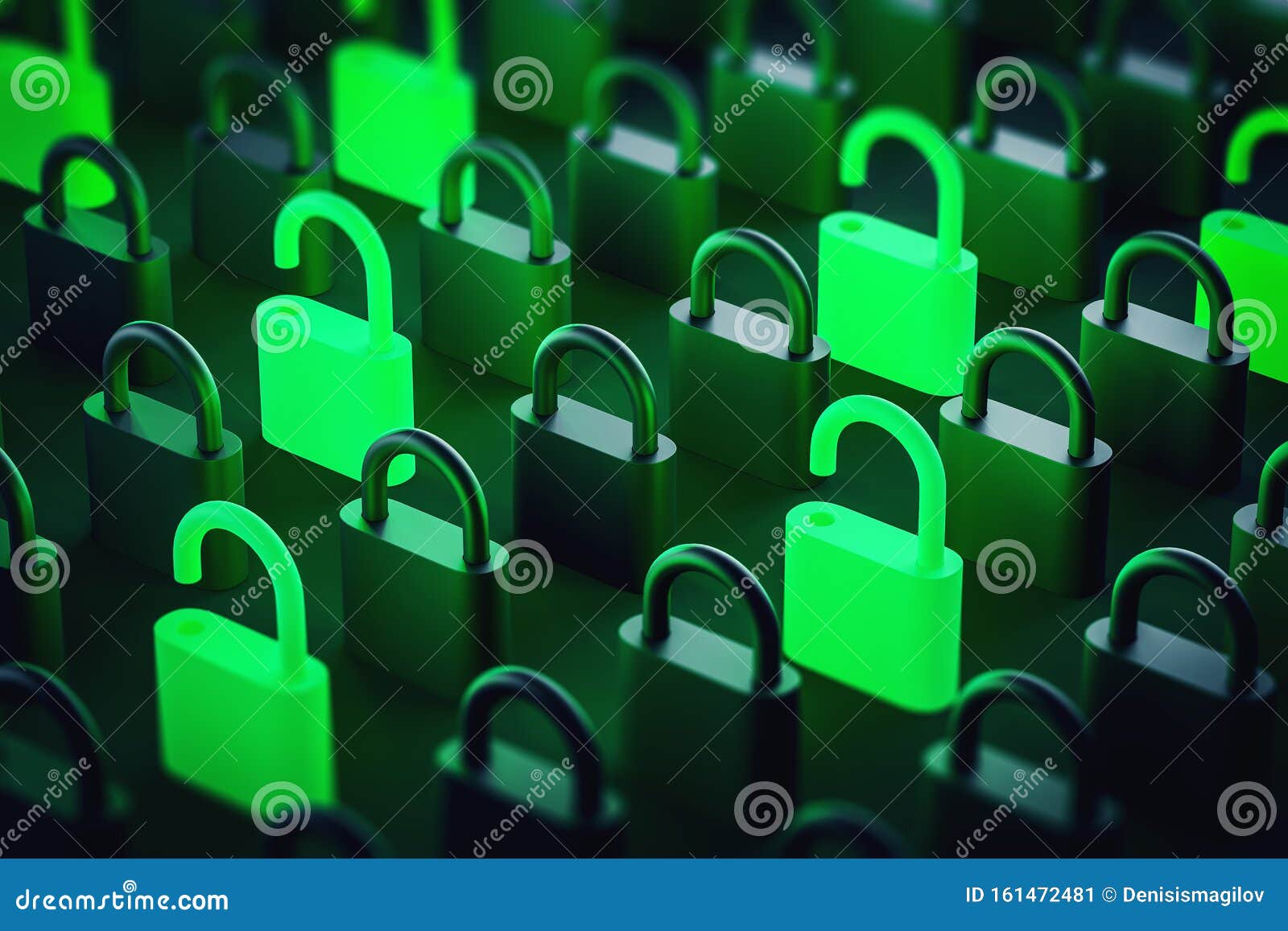 Green and Black Padlocks, Digital Security Stock Illustration ...