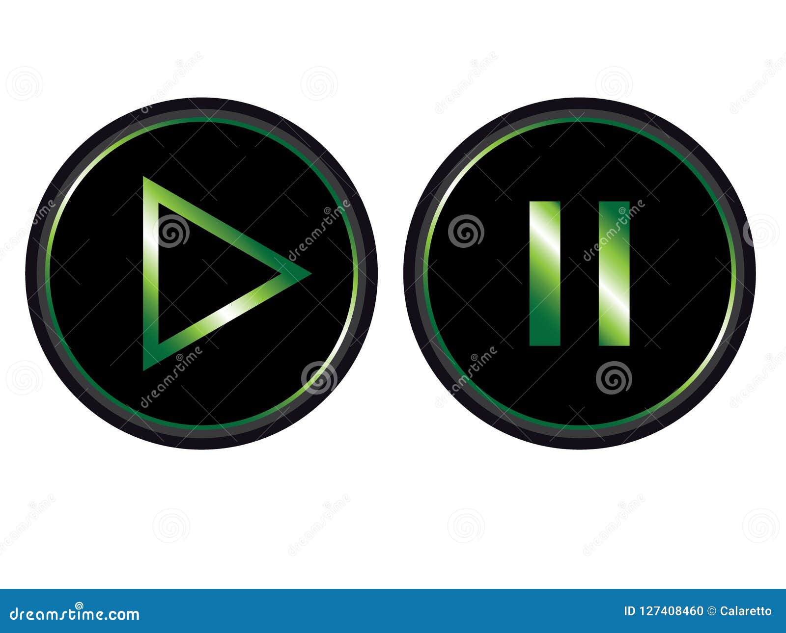 Green Black Play Pause Button Icon Vector Stock Vector - Illustration ...