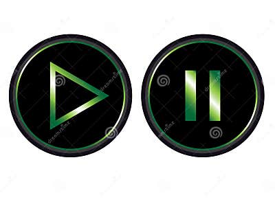 Green Black Play Pause Button Icon Vector Stock Vector - Illustration ...