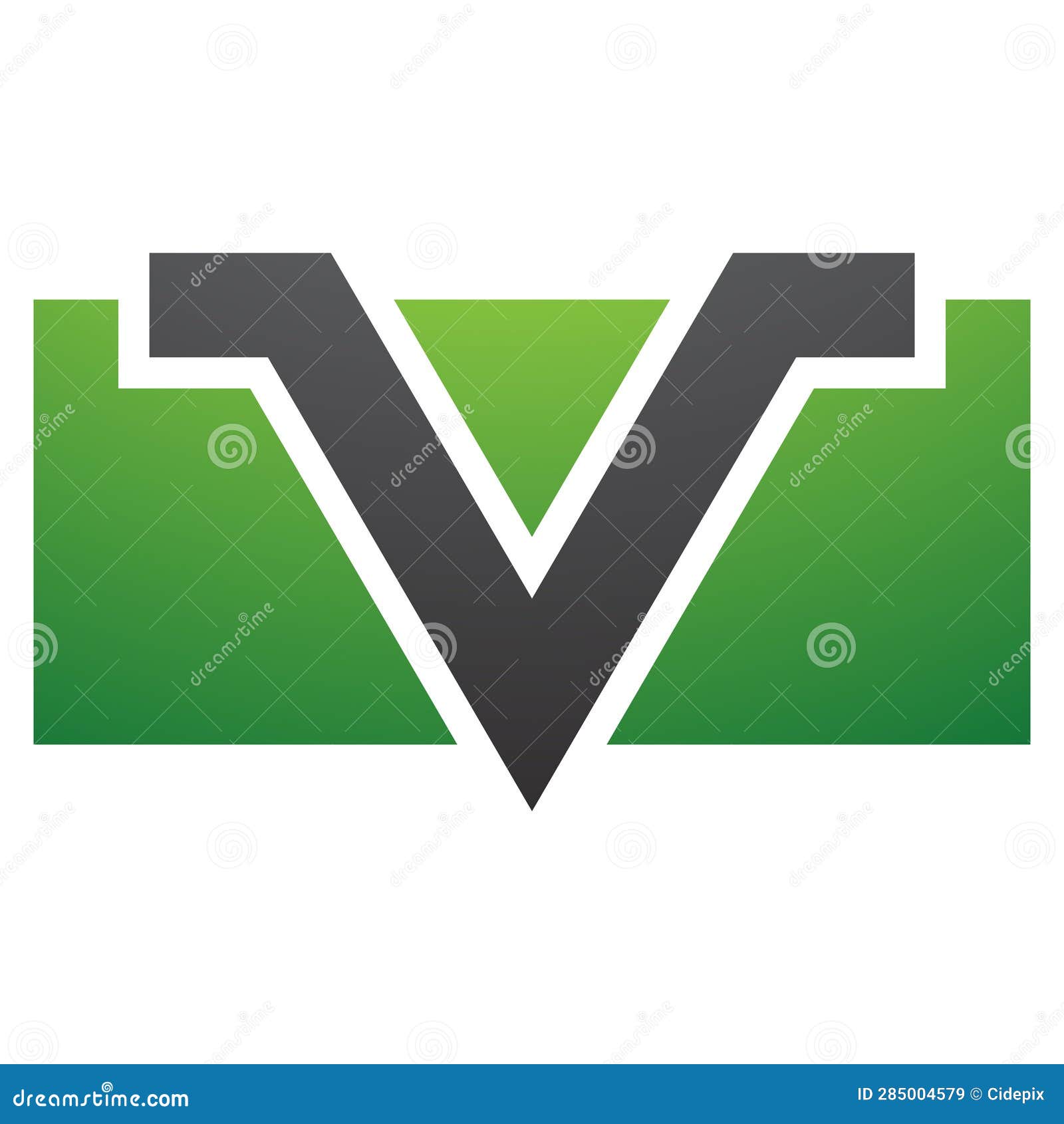 Green and Black Rectangle Shaped Letter V Icon Stock Vector ...