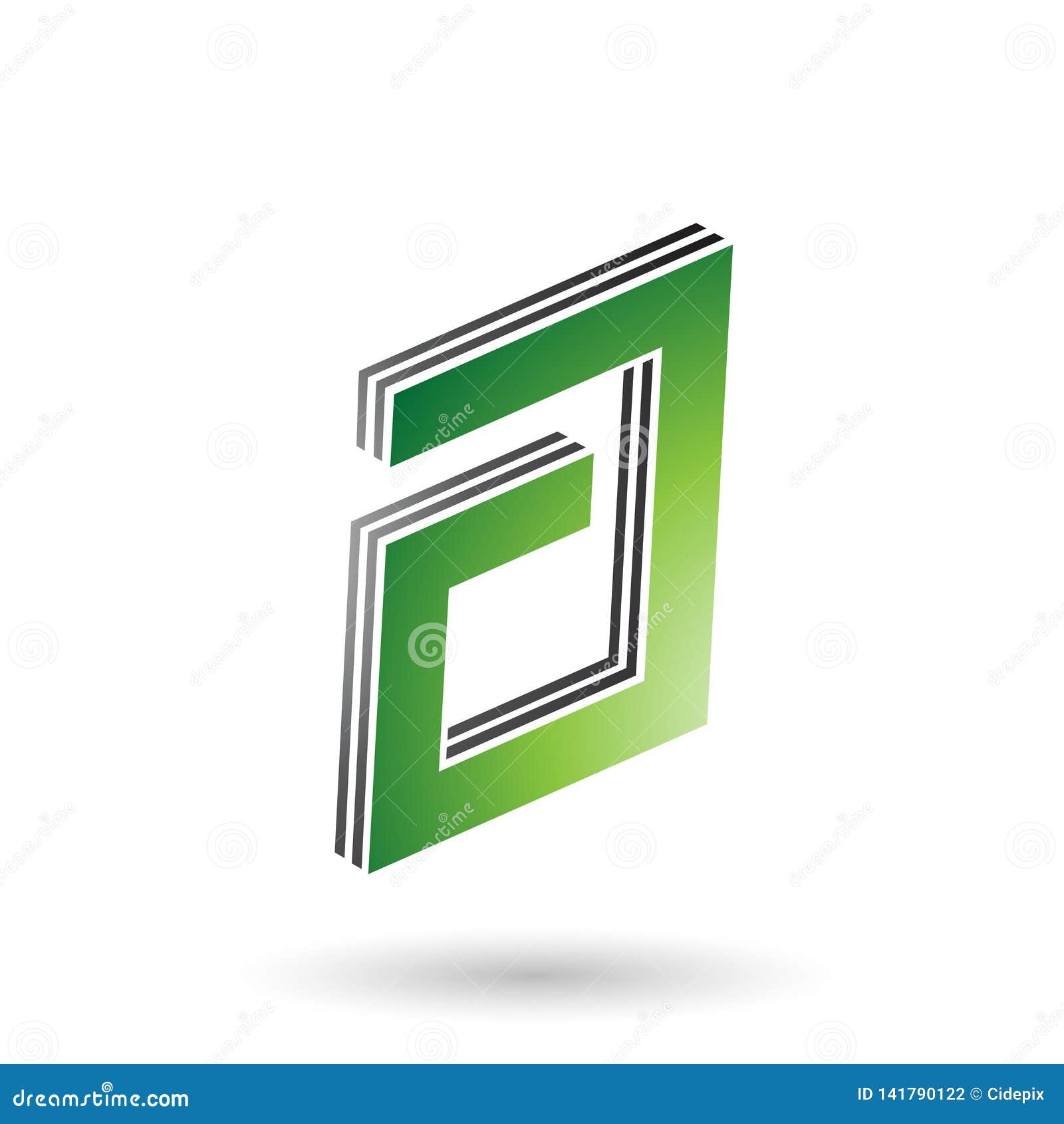 Green and Black Rectangular Layered Letter a Stock Vector ...