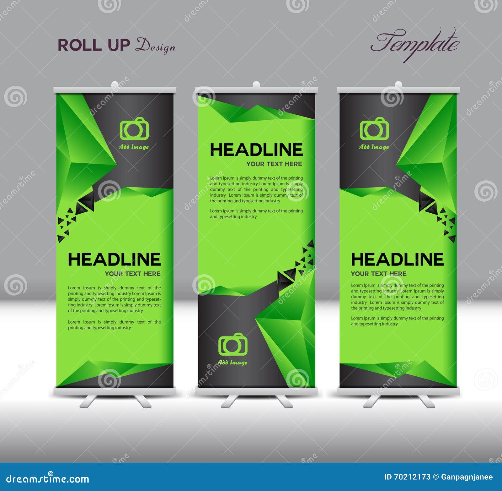Green and Black Roll Up Banner Template Vector Illustration Stock ...