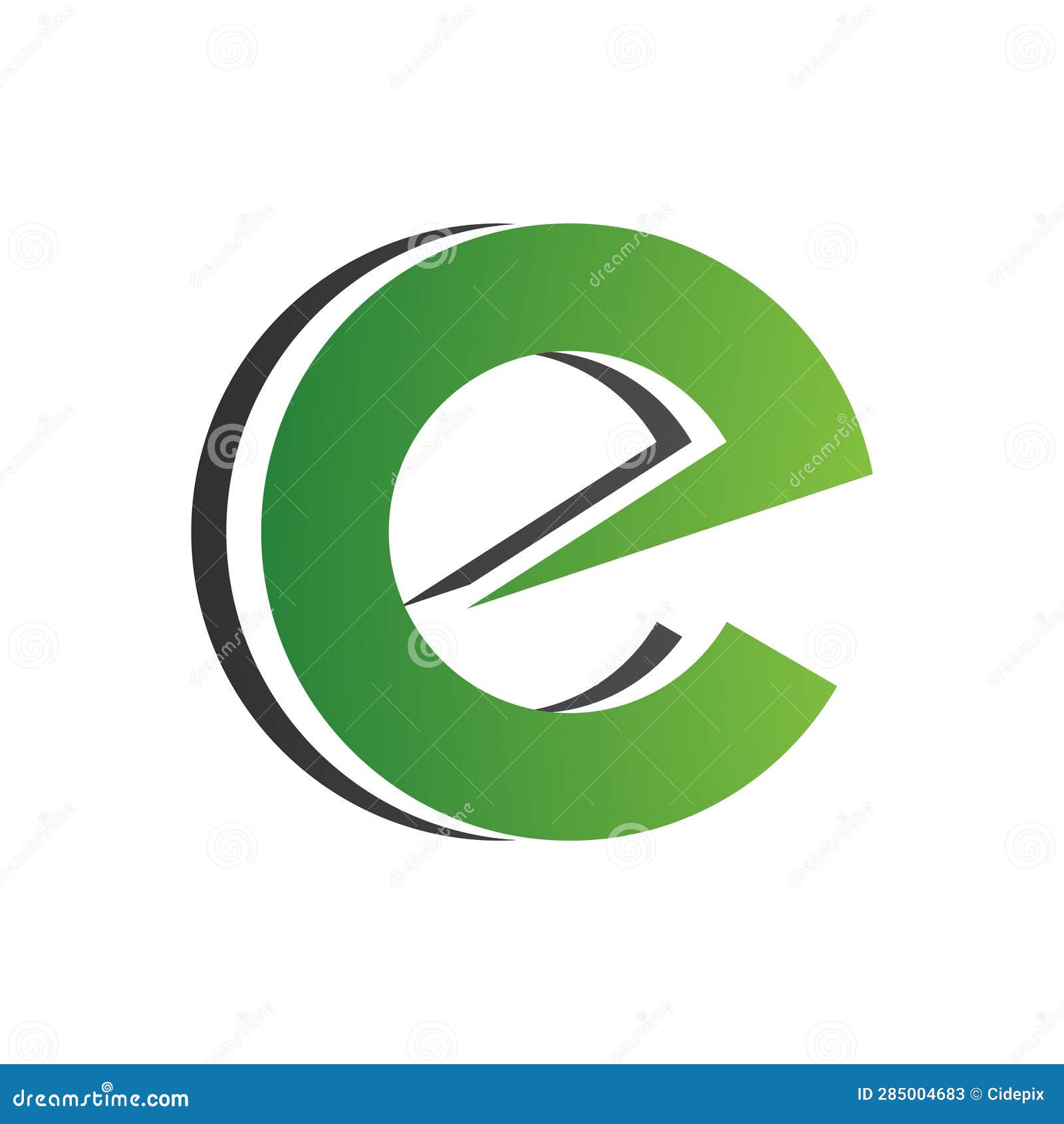 Green and Black Round Layered Lowercase Letter E Icon Stock Vector ...