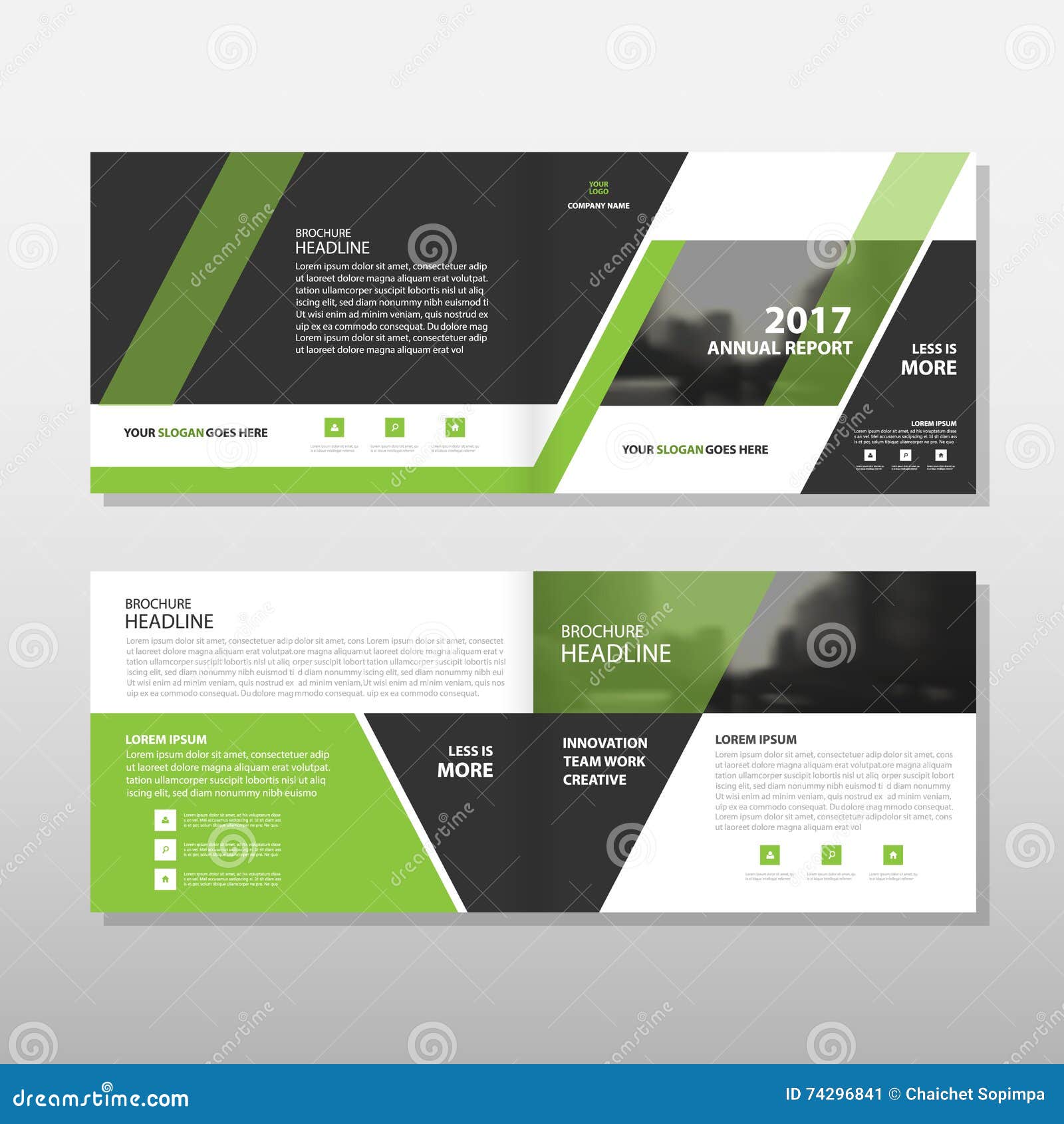 Green Black Triangle Vector Annual Report Leaflet Brochure Flyer