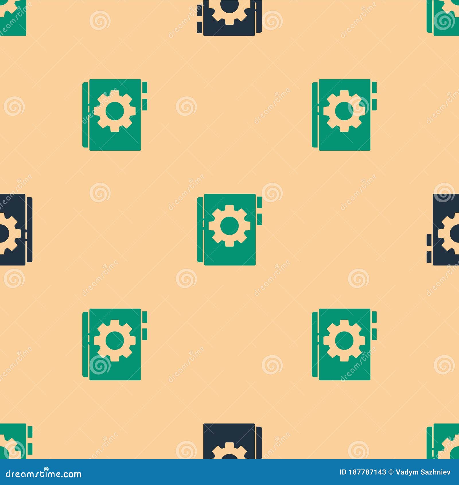 Green and Black User Manual Icon Isolated Seamless Pattern on Beige ...