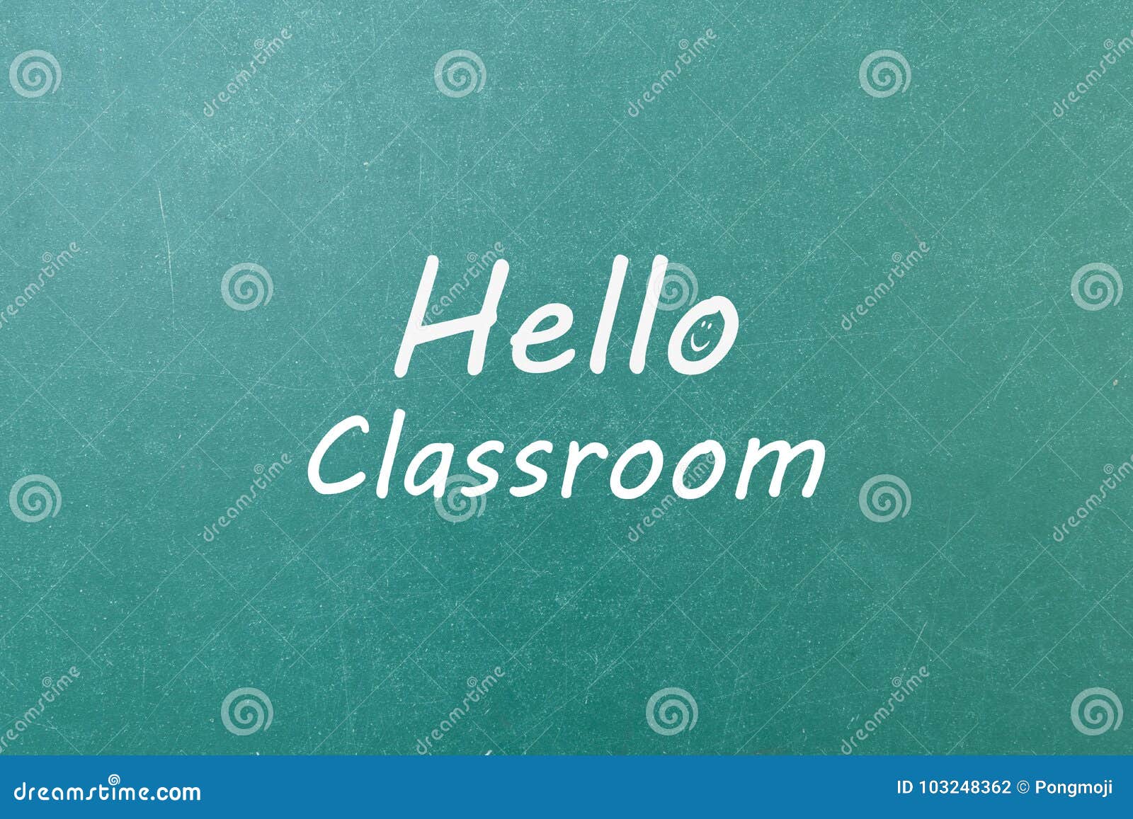Green Blackboard Wall Texture with a Word Hello Classroom Stock Photo ...