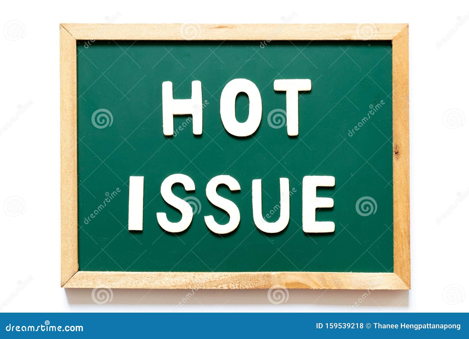 Green Blackboard with Word Hot Issue on White Background Stock Photo ...