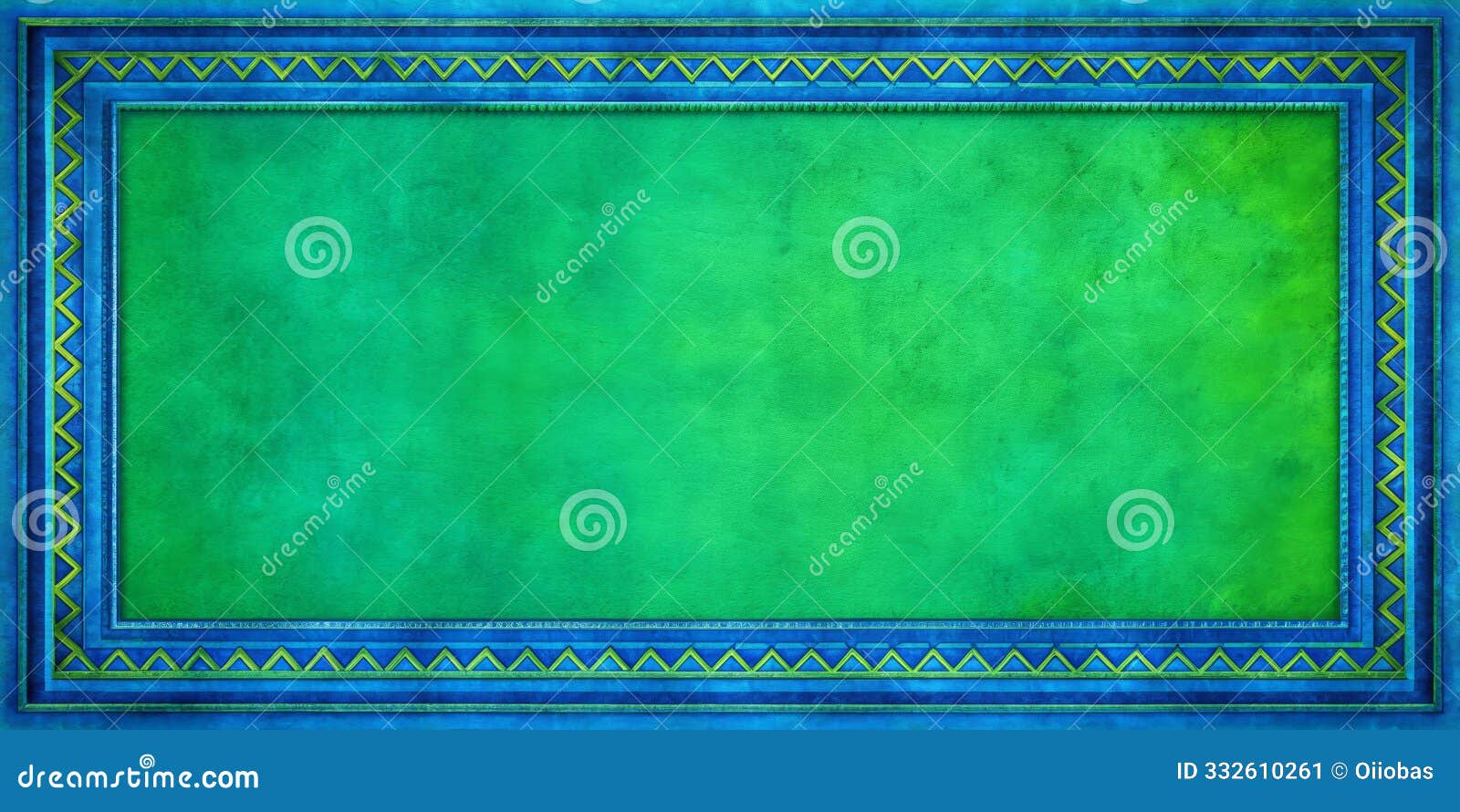 Green and Blue Abstract Frame a Watercolor-Style Border with Geometric ...