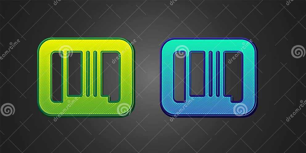 Green and Blue Barcode Icon Isolated on Black Background. Vector Stock ...