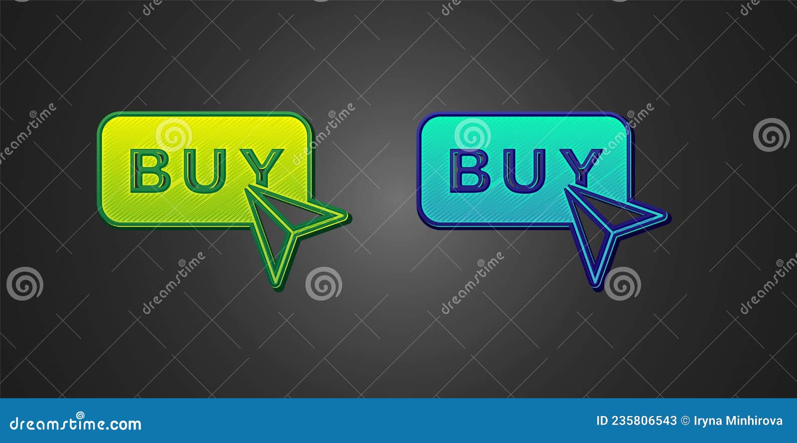 Green and Blue Buy Button Icon Isolated on Black Background. Vector ...
