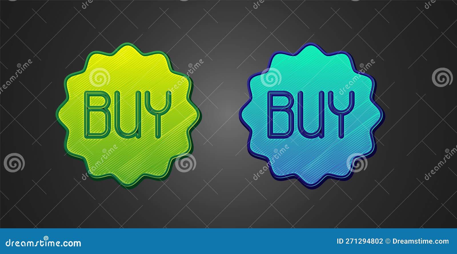 Green and Blue Buy Button Icon Isolated on Black Background. Vector ...