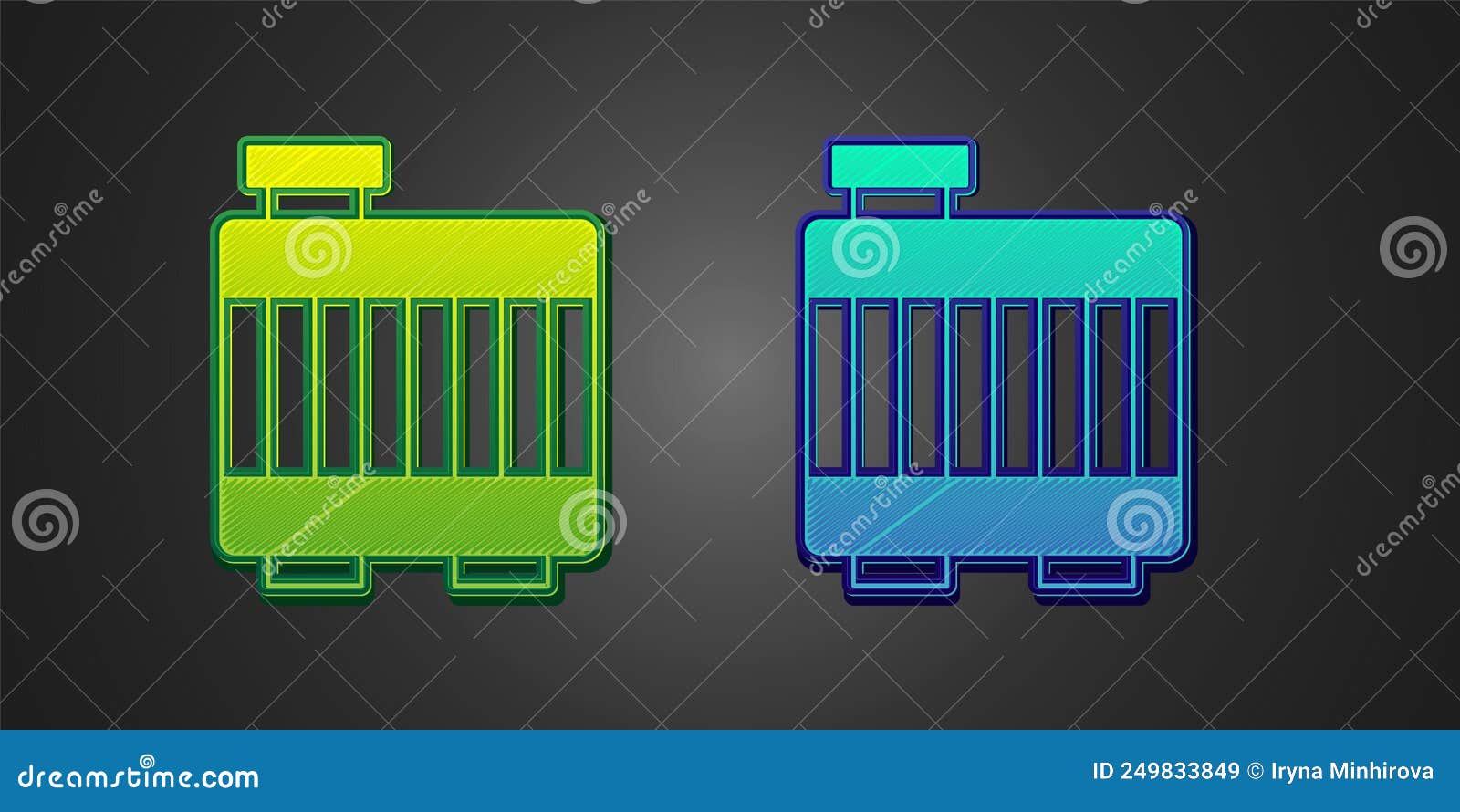 Green and Blue Car Radiator Cooling System Icon Isolated on Black ...