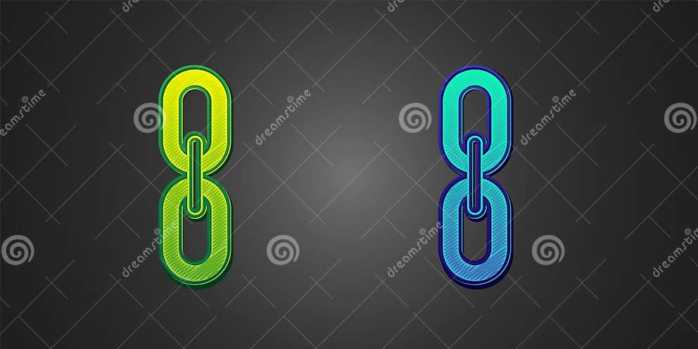 Green and Blue Chain Link Icon Isolated on Black Background. Link ...