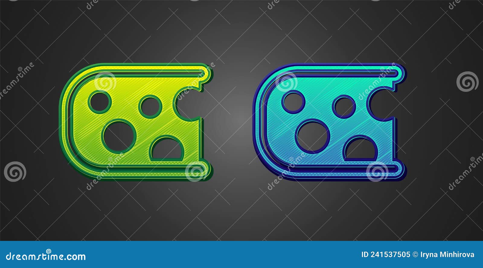 Green and Blue Cheese Icon Isolated on Black Background. Vector Stock ...