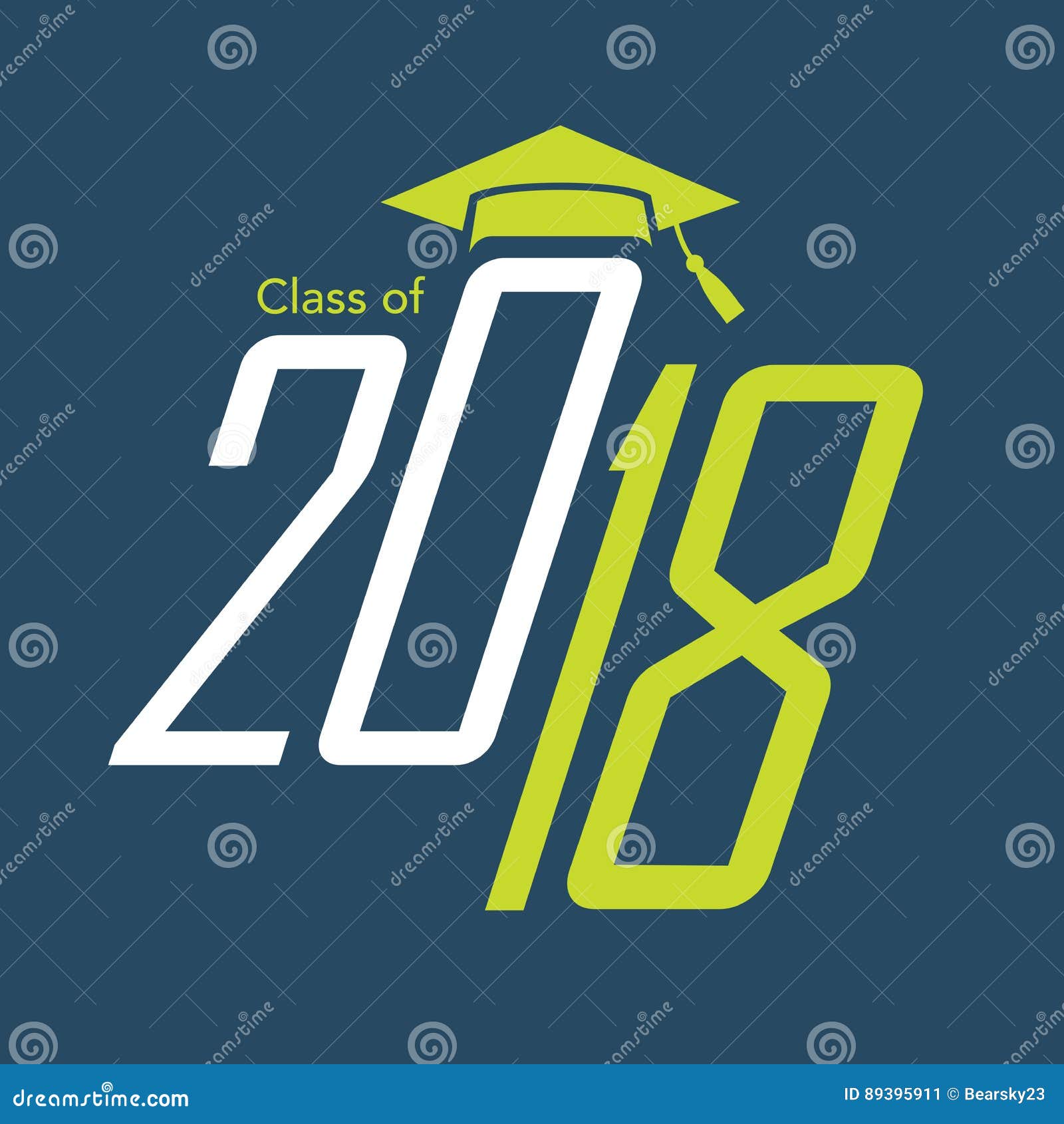 Green and Blue Class of 2018 Vector Graphic with Graduation Cap Stock ...