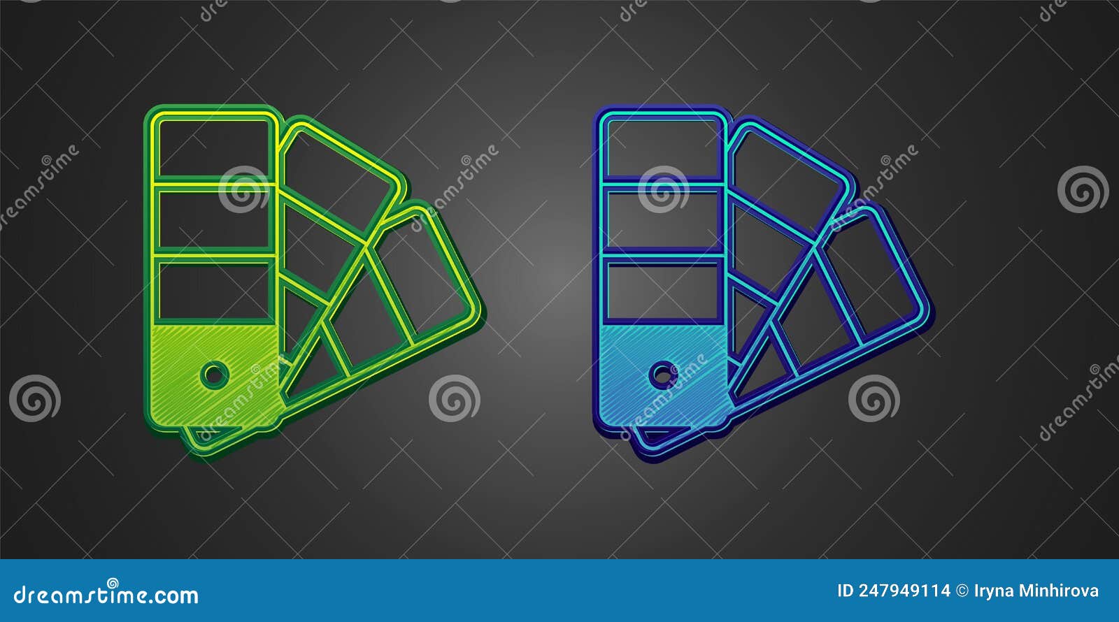 Green and Blue Color Palette Guide Icon Isolated on Black Background ...