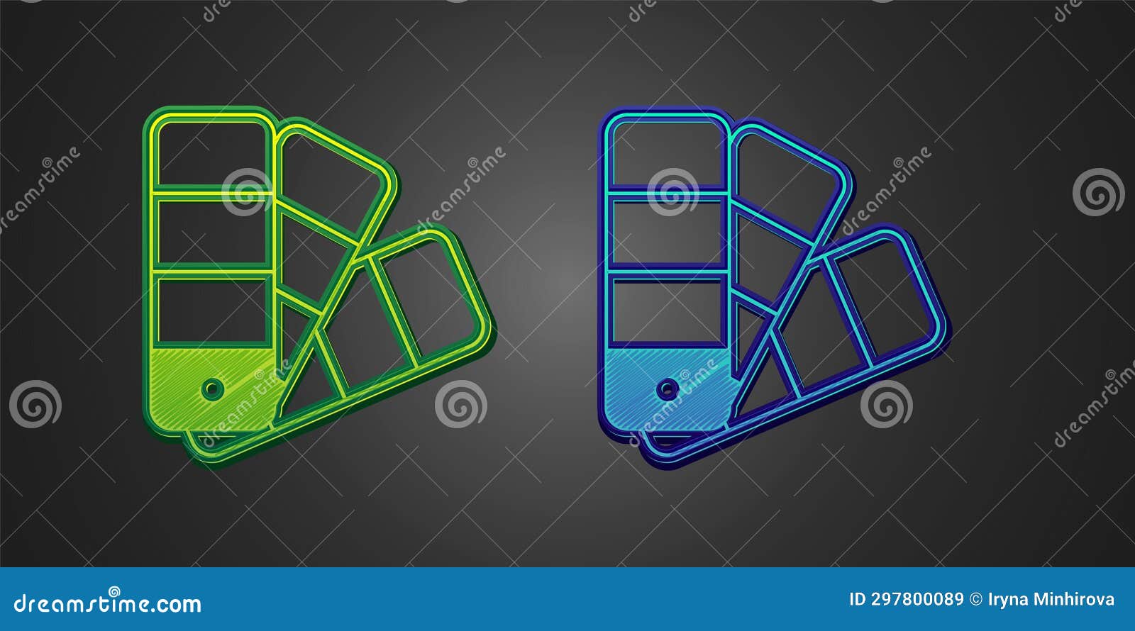 Green and Blue Color Palette Guide Icon Isolated on Black Background ...