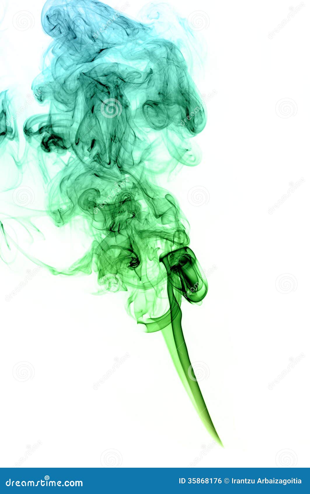 Green and Blue Colored Real Smoke on White Background Stock Photo ...