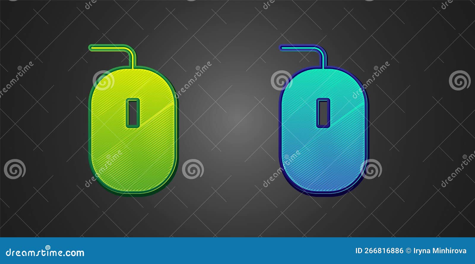 Green and Blue Computer Mouse Gaming Icon Isolated on Black Background ...