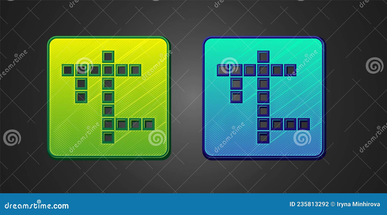 Green and Blue Crossword Icon Isolated on Black Background. Vector ...