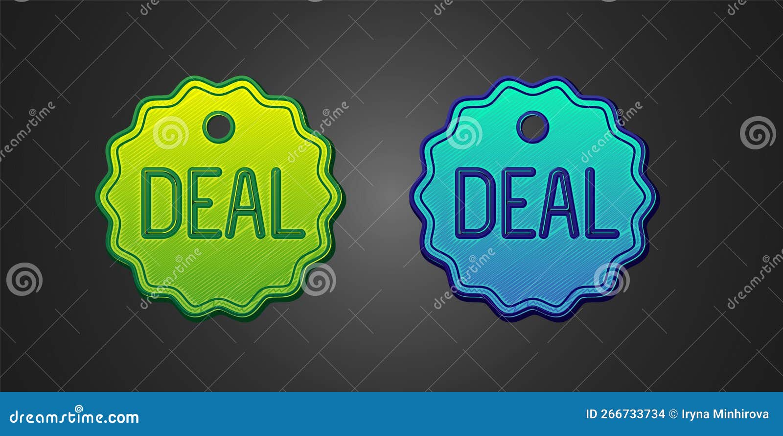 Green and Blue Deal Icon Isolated on Black Background. Vector Stock ...