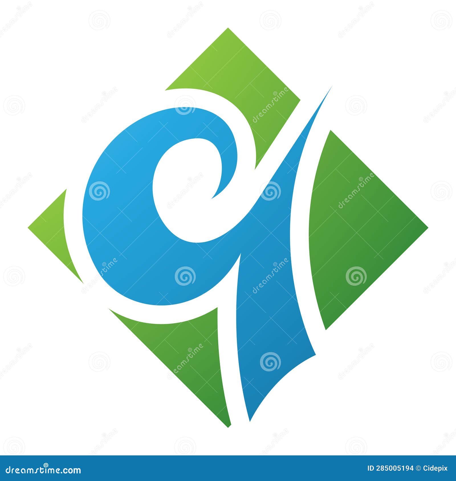 Green and Blue Diamond Shaped Letter Q Icon Stock Vector - Illustration ...