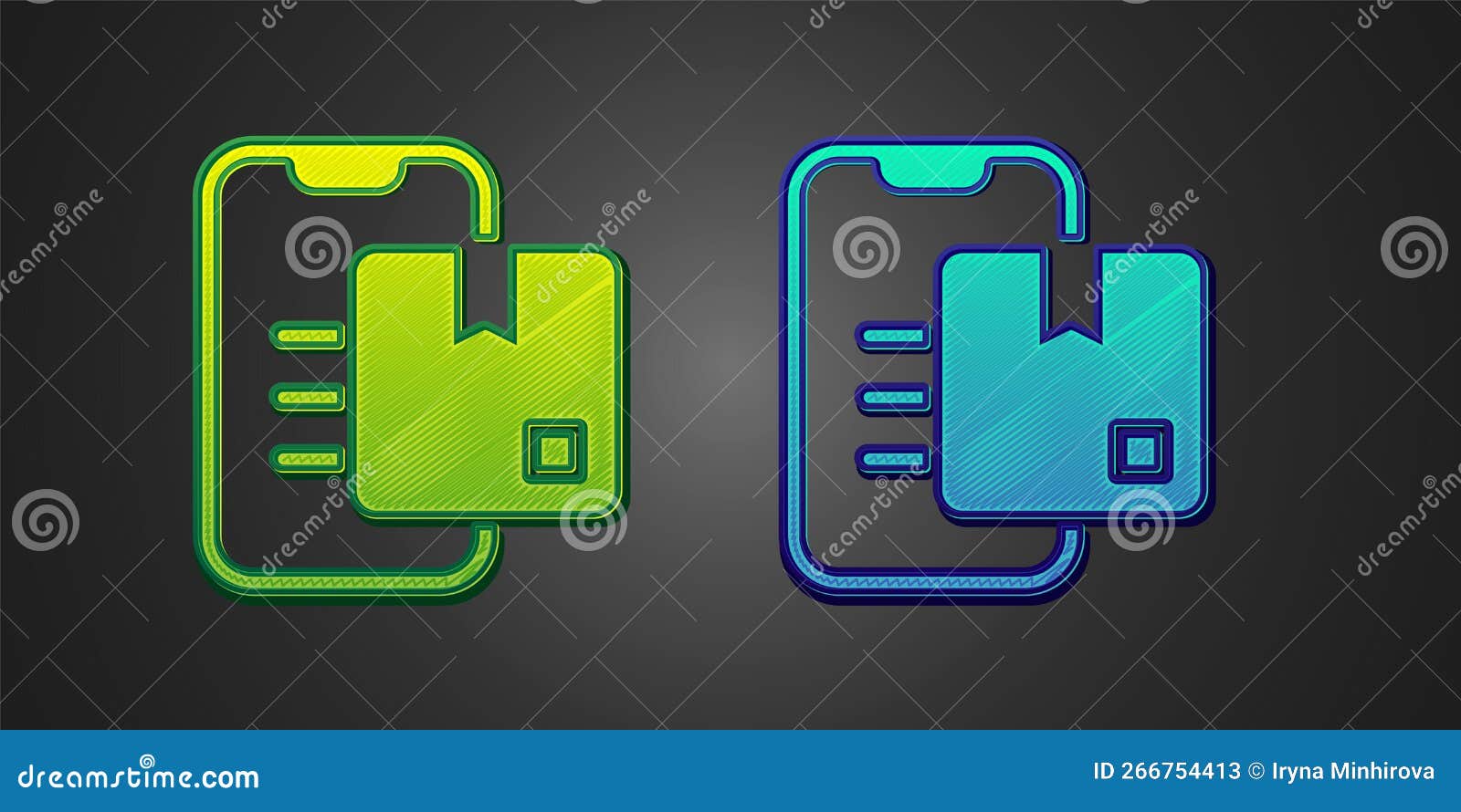 Green and Blue Document Tracking Marker System Icon Isolated on Black ...