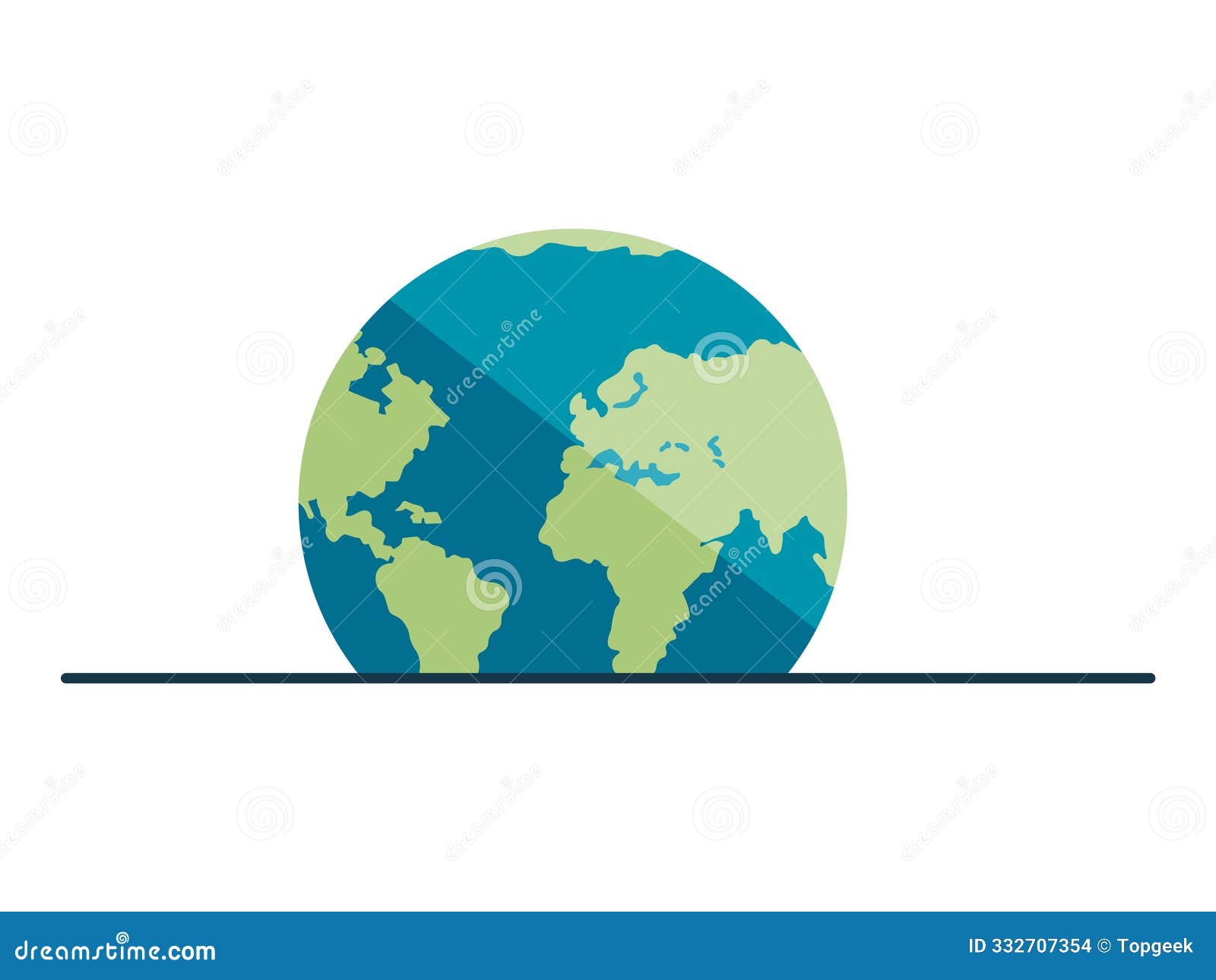 Green and Blue Earth Illustration in Flat Vector Design Stock Vector ...