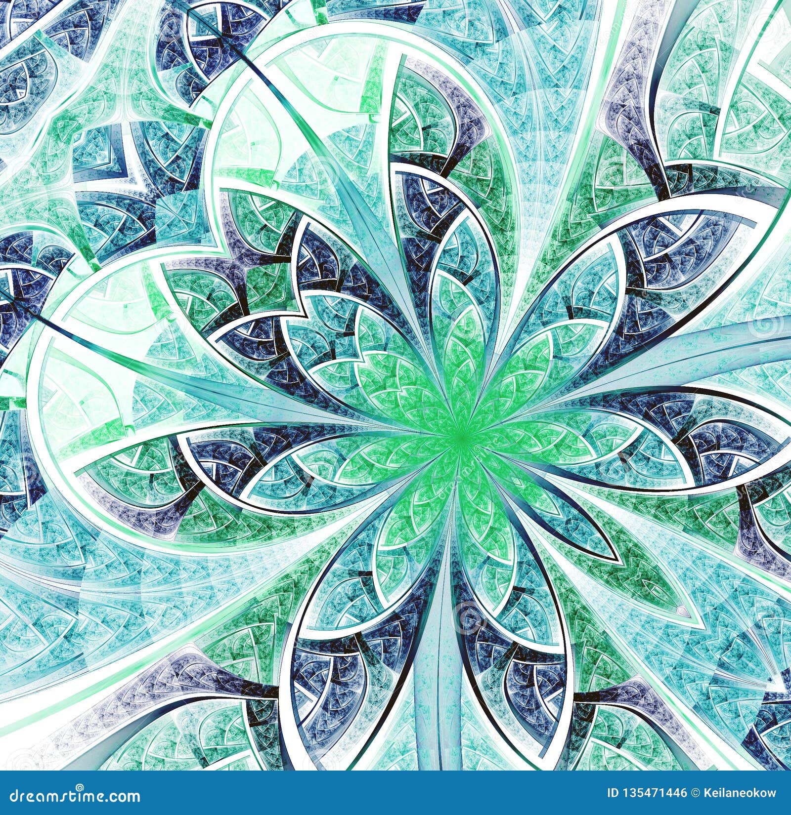 Green And Blue Fractal Flower Stock Illustration Illustration Of