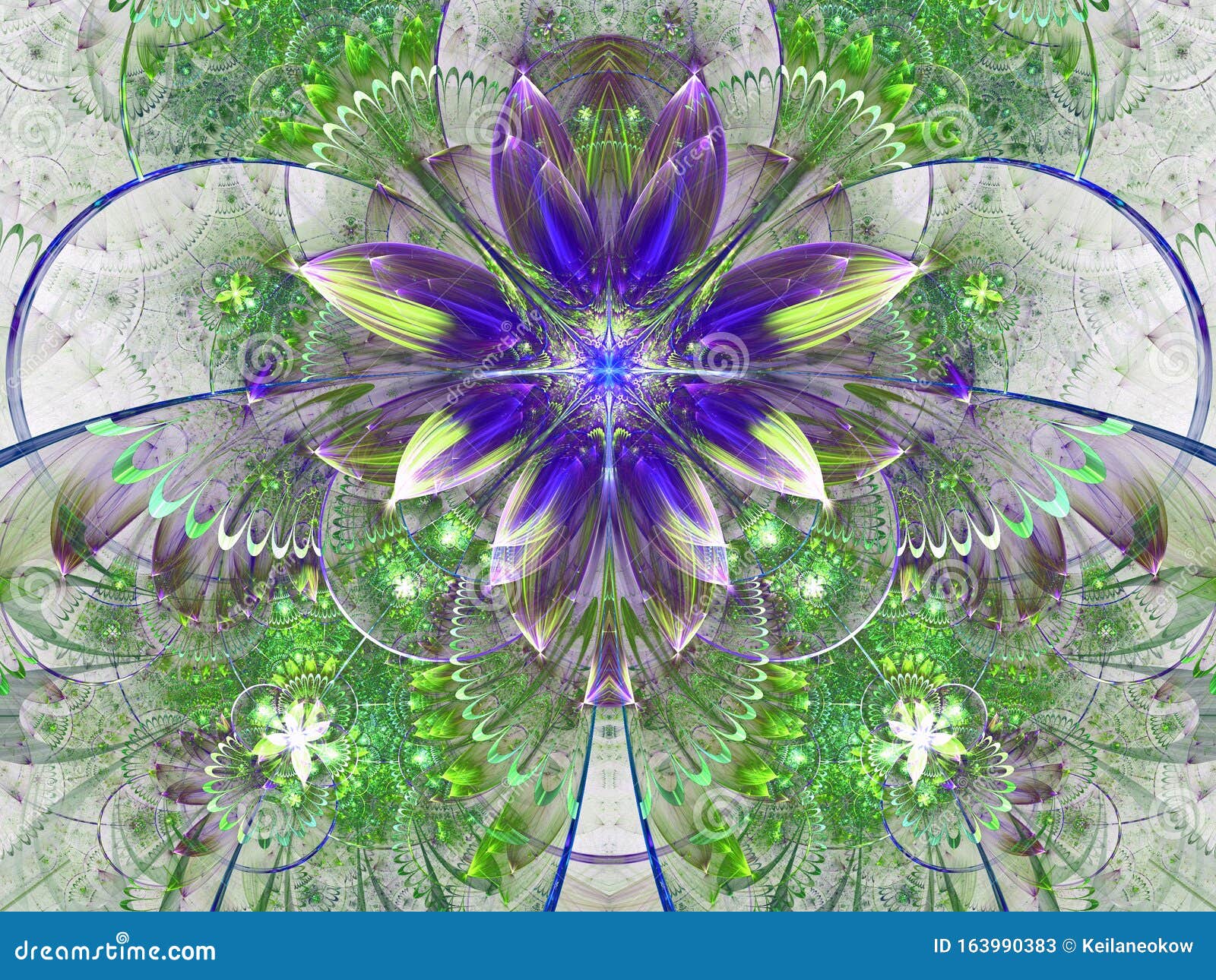 Green And Blue Fractal Flower Stock Illustration Illustration Of