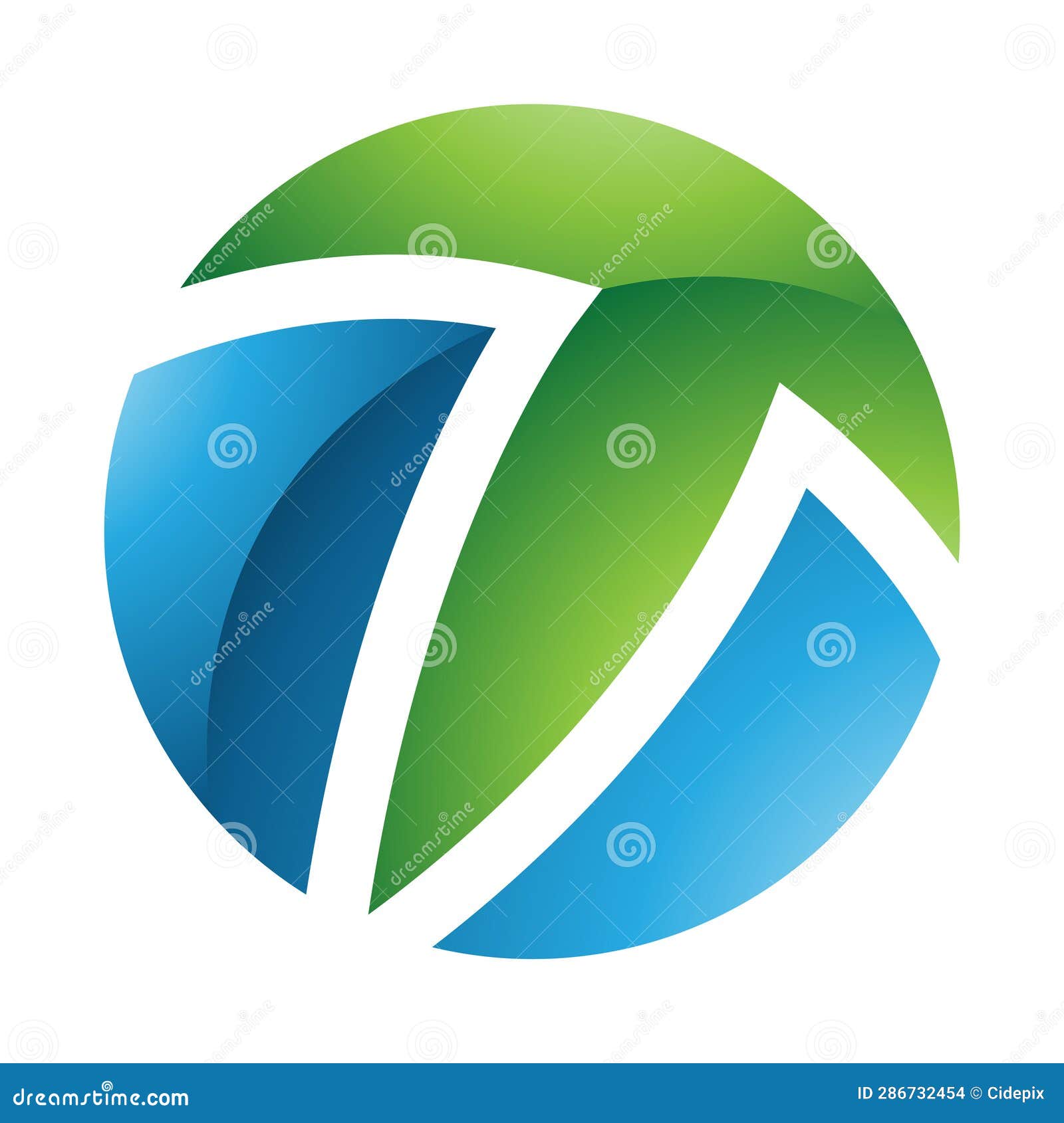 Green and Blue Glossy Circle Shaped Letter T Icon Stock Vector ...