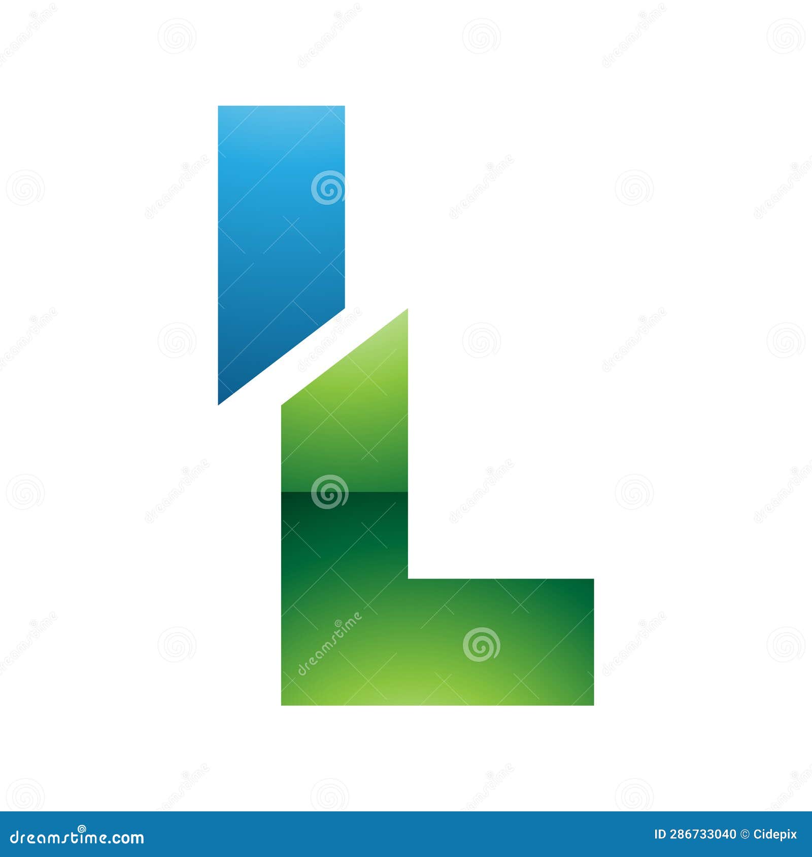 Green and Blue Glossy Split Shaped Letter L Icon Stock Vector ...