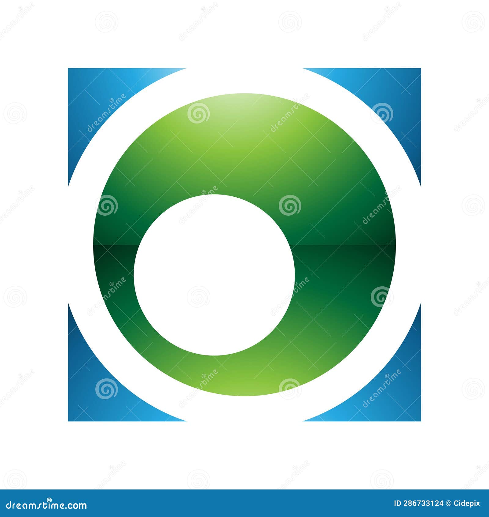 Green and Blue Glossy Square Letter O Icon Stock Vector - Illustration ...