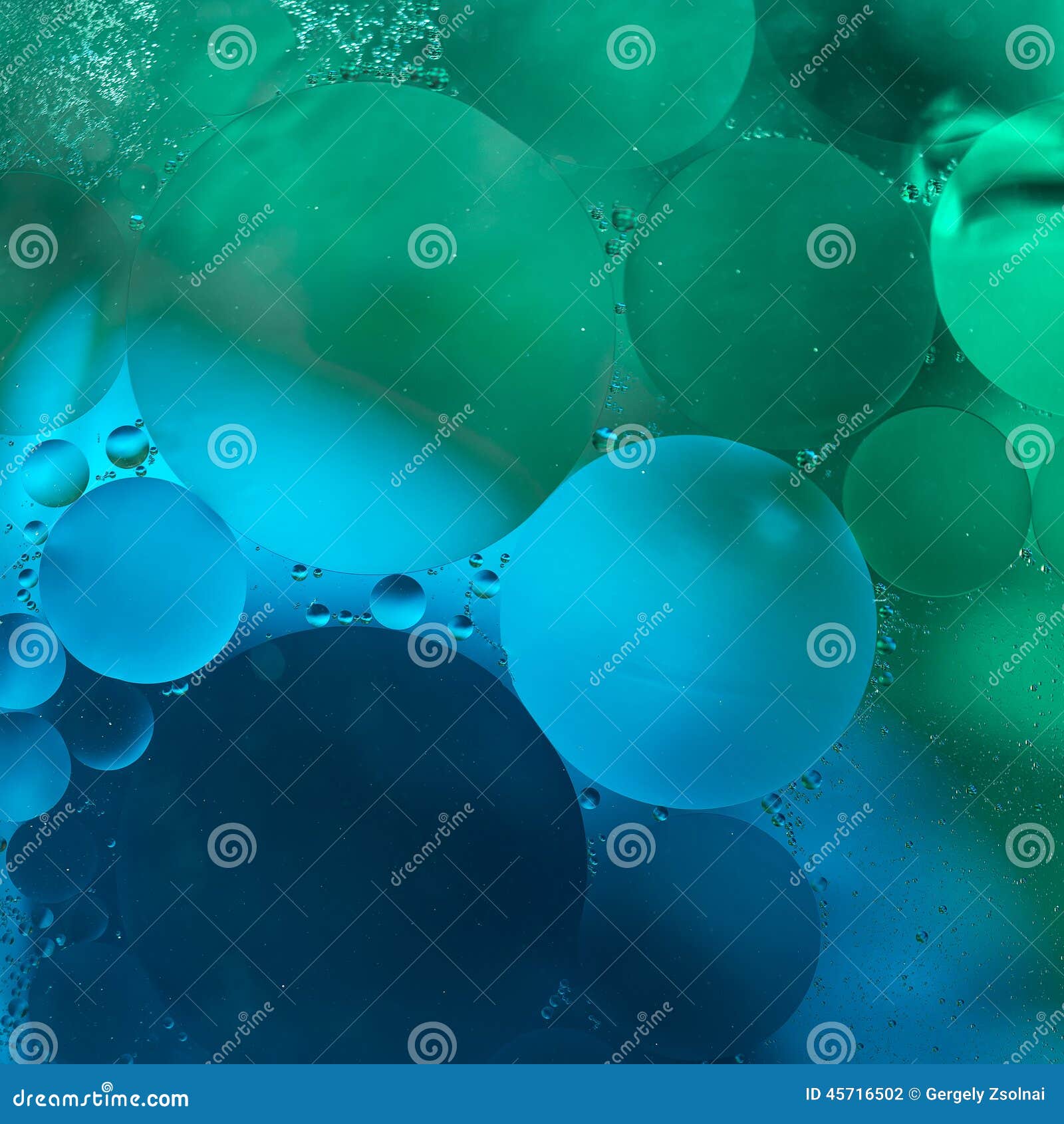 Green,blue Gradient Oil Drops in the Water -abstract Background Stock ...
