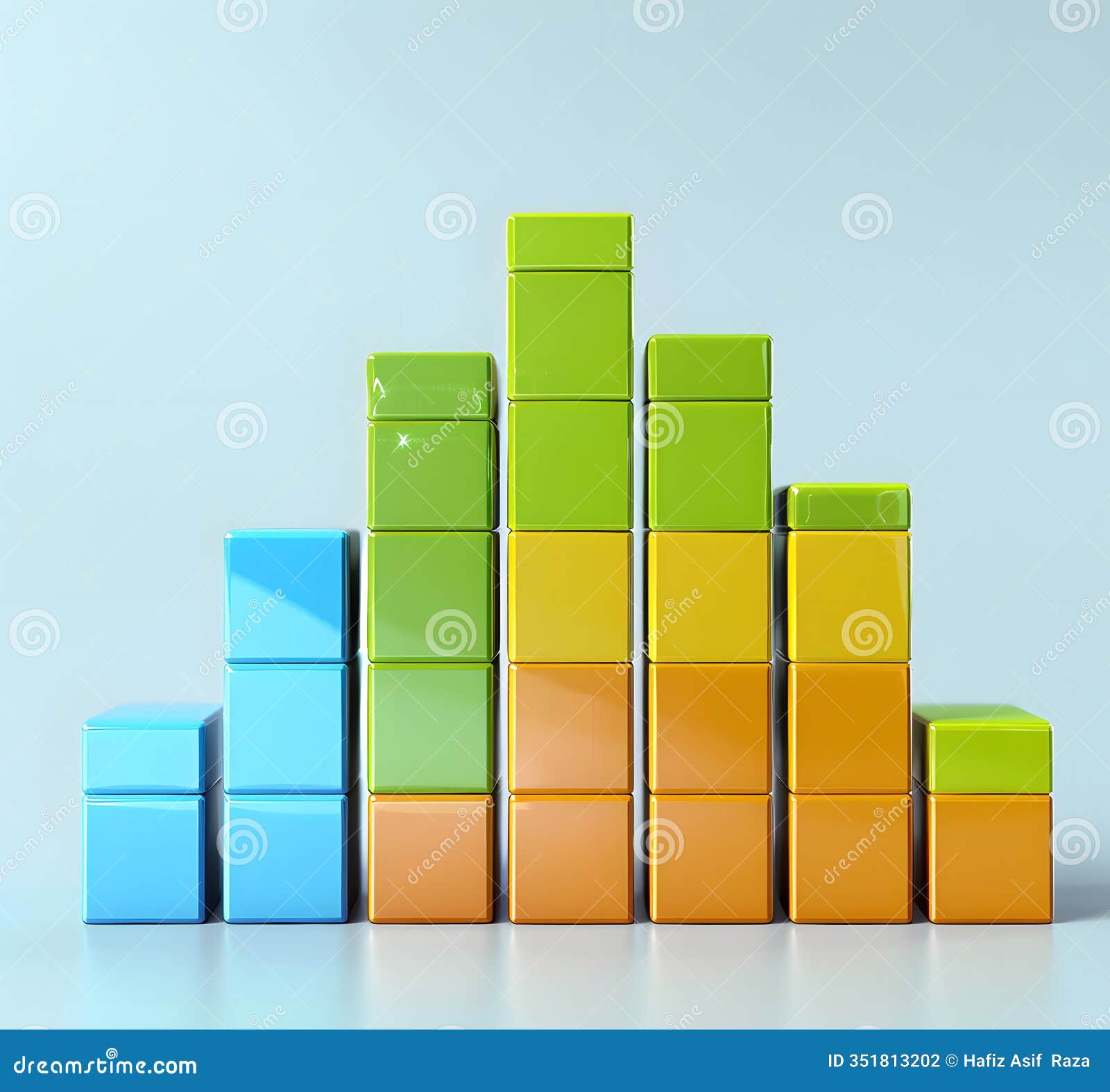Green and Blue Business Growth Graph Icon 3D Object on White Background ...