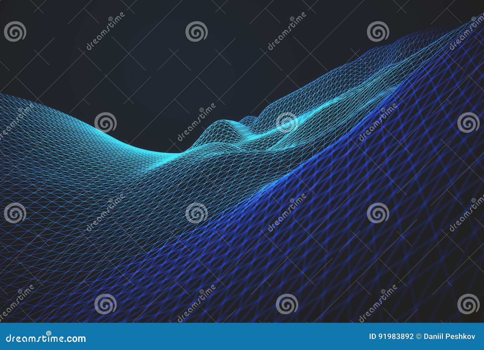 Green and blue grid waves stock illustration. Illustration of bright ...