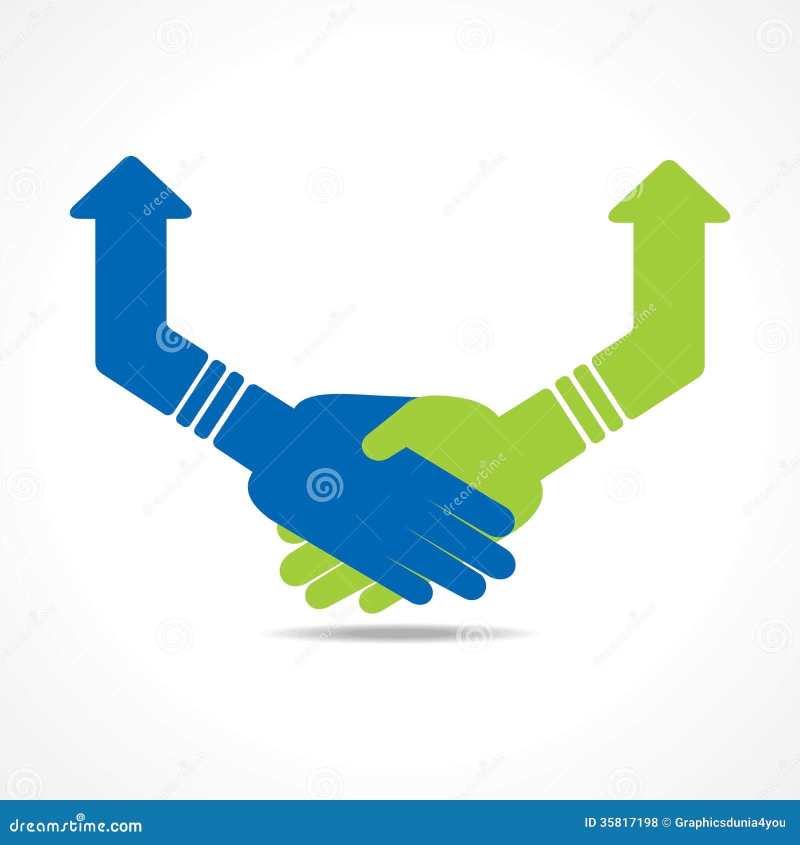 Green and Blue Hand Shake Arrows Stock Vector - Illustration of ...